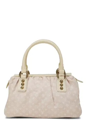 LOUIS VUITTON White & Monogram Mini Lin Trapeze
