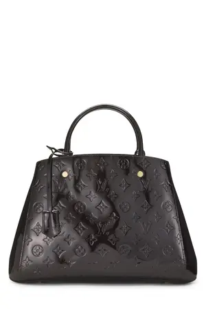LOUIS VUITTON Monogram Vernis Montaigne Top Handle Bag - Black