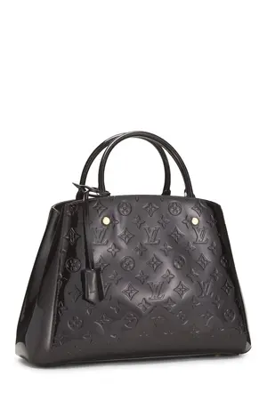 LOUIS VUITTON Monogram Vernis Montaigne Top Handle Bag - Black