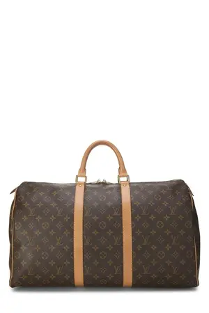LOUIS VUITTON Monogram Keepall 50 Duffle Bag - Brown