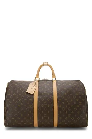 LOUIS VUITTON Monogram Keepall 55 Duffle Bag - Brown
