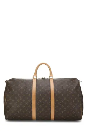 LOUIS VUITTON Monogram Keepall 55 Duffle Bag - Brown