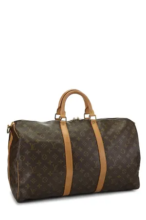 LOUIS VUITTON Keepall Bandouliere 50 Monogram Duffle Bag - Brown