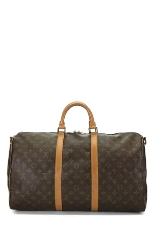 LOUIS VUITTON Keepall Bandouliere 50 Monogram Duffle Bag - Brown