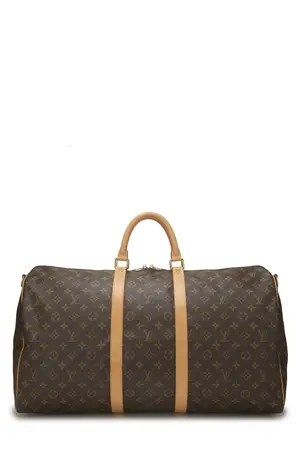 LOUIS VUITTON Monogram Keepall Bandouliere 55 Duffle Bag - Brown