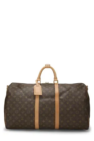 LOUIS VUITTON Monogram Keepall Bandouliere 55 Duffle Bag - Brown
