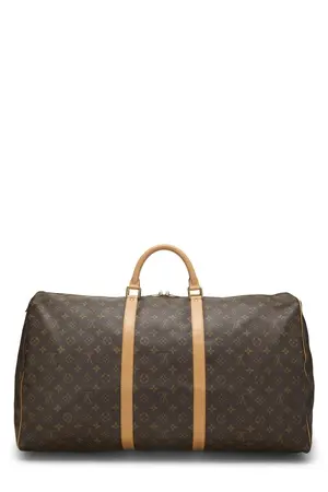 LOUIS VUITTON Monogram Keepall 60 Duffle Bag - Brown