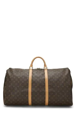 LOUIS VUITTON Monogram Keepall 60 Duffle Bag - Brown