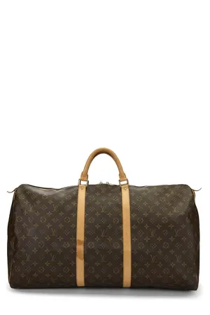 LOUIS VUITTON Monogram Keepall 60 Duffle Bag - Brown