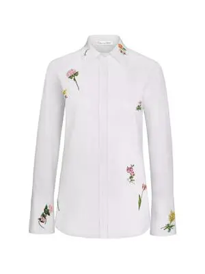 Oscar De La Renta Beaded Floral-embroidered Blouse