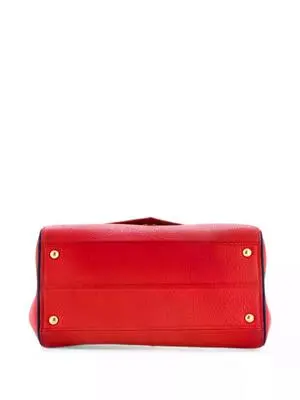 LOUIS VUITTON Double V Handbag In Calfskin With Monogram Canvas Satchel - Red
