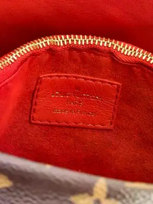 LOUIS VUITTON Double V Handbag In Calfskin With Monogram Canvas Satchel - Red