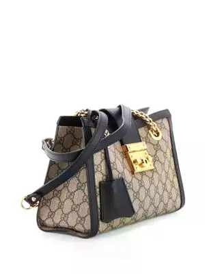 Gucci Padlock Chain Tote Gg Coated Canvas With Leather Small Shoulder Bag