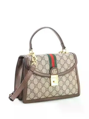 Gucci Ophidia Flap Top Handle Bag - Brown