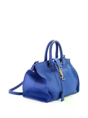 Saint Laurent Monogram Cabas Leather Small Satchel - Blue