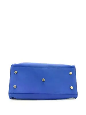 Saint Laurent Monogram Cabas Leather Small Satchel - Blue