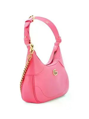 Gucci Aphrodite Zip Shoulder Bag Leather Small Hobo Bag - Pink