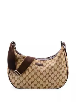 Gucci Saddle Zip Messenger Bag Gg Canvas With Leather Medium Crossbody Bag