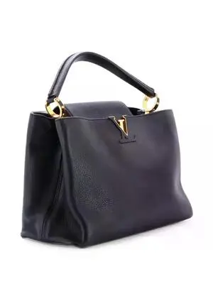 LOUIS VUITTON Capucines Bag Leather Mm Satchel - Black