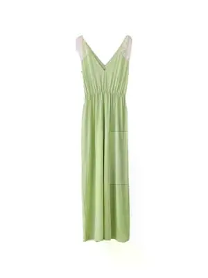 KRISTINA TI Guenda Lace-trim V-neck Maxi Dress - Green