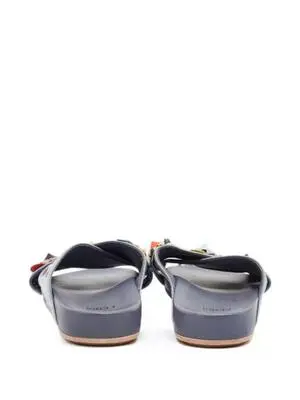 Fendi Floral-appliqué Patent-leather Flat Sandals