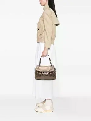 FERRAGAMO 2010-2026 Metallic Leather Gancini Shoulder Bag