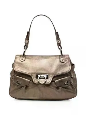 SALVATORE FERRAGAMO Ferragamo Metallic Leather Gancini Shoulder Bag