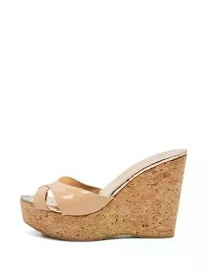 JIMMY CHOO Patent Leather Wedge Sandals