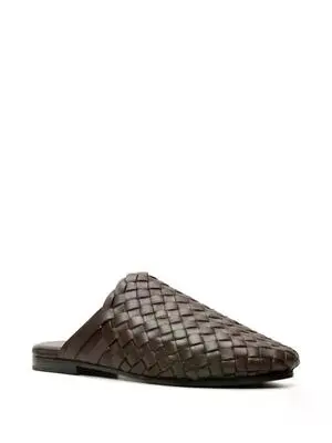 ST. AGNI Woven Leather Mules - Brown