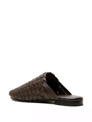 ST. AGNI Woven Leather Mules - Brown