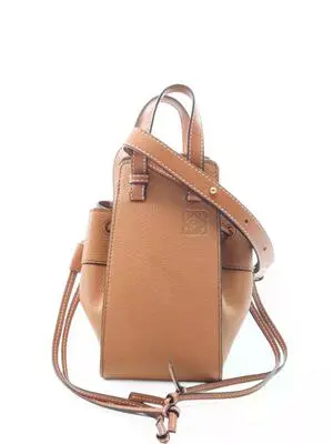 Loewe 2010-2026 Mini Grained Calfskin Drawstring Hammock Bag Satchel - Brown