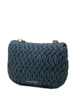 Miu Miu 2010-2026 Matelasse Denim Crystal Chain Satchel