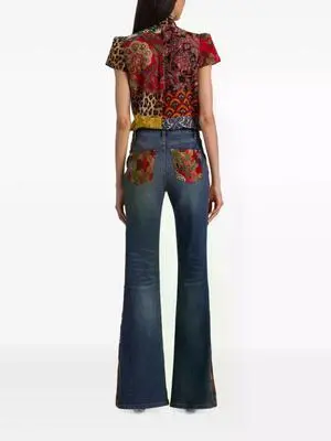 Alice + Olivia Jeannie Patchwork-print Pussy-bow Blouse