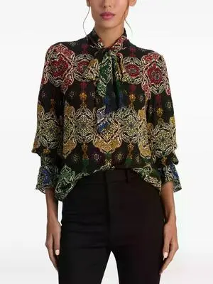 Alice + Olivia Lloyd Paisley-print Tie-neck Blouse