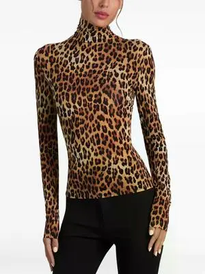 Alice + Olivia Leopard-print Turtleneck Top