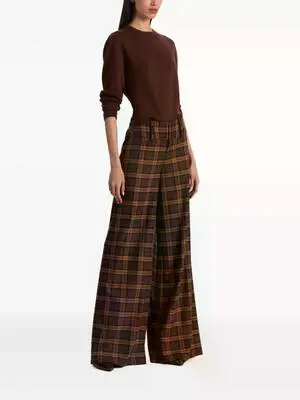 Alice + Olivia Plaid Wide-leg Trousers