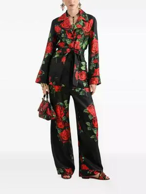 Dolce & Gabbana Rose-print Vanity Silk Trousers