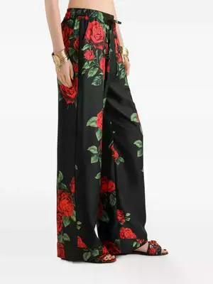 Dolce & Gabbana Rose-print Vanity Silk Trousers