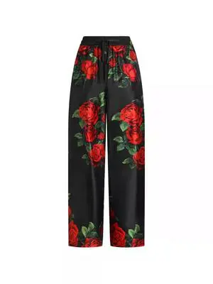 Dolce & Gabbana Rose-print Vanity Silk Trousers