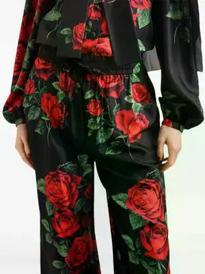 Dolce & Gabbana Rose-print Vanity Silk Trousers