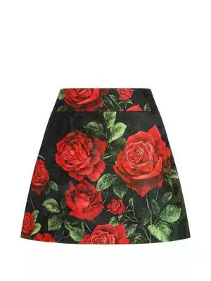 Dolce & Gabbana Rose-print Brocade Skirt