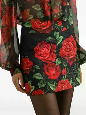 Dolce & Gabbana Rose-print Brocade Skirt