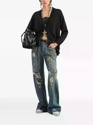 Dolce & Gabbana Embroidered Distressed Denim Trousers