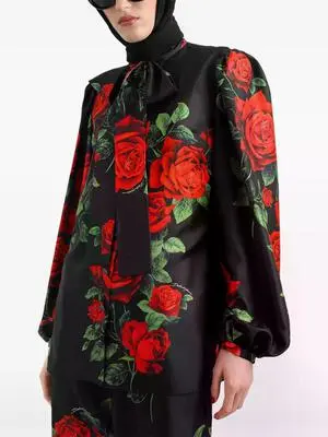 Dolce & Gabbana Rose-print Silk Shirt