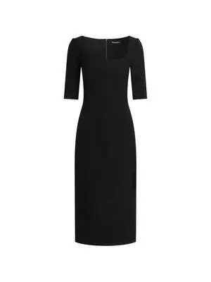 Dolce & Gabbana Double Wool Crêpe Dress With Plunge Neckline