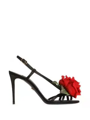 Dolce & Gabbana Satin Sandals With Flower