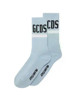 Gcds Logo-intarsia Socks - Blue