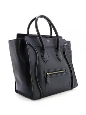 Celine Luggage Bag Smooth Leather Mini Tote - Blue