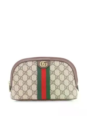 Gucci Ophidia Cosmetic Case Gg Coated Canvas Large Pouch - Brown