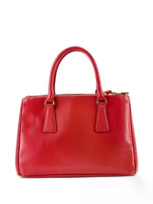 Prada Vernice Saffiano Leather Double Zip Tote Bag - Pink